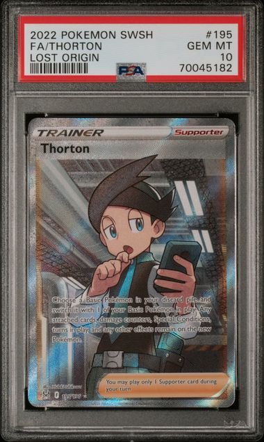 PSA 10 - THORTON #195 FULL ART - 2022 POKEMON SWORD & SHIELD LOST ORIG ...